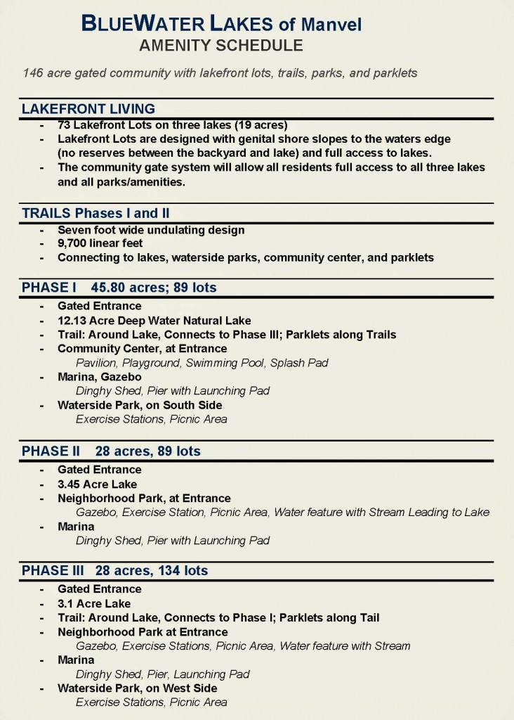 BlueWater Amenity Schedule - Axis Point